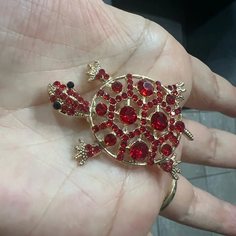 Mint | Jewelry | Red And Gold Turtle Brooch | Poshmark